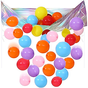 Nuogo 53 Pcs Christmas Party Balloon Drop Celebration Decoration New Year's Balloon Drop Kit, Suitable for Birthday Parties, Graduations, New Year's Eve(Rainbow Color)