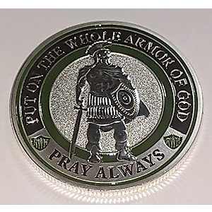 Pray Always Armor of God Religious Challenge Art Coin