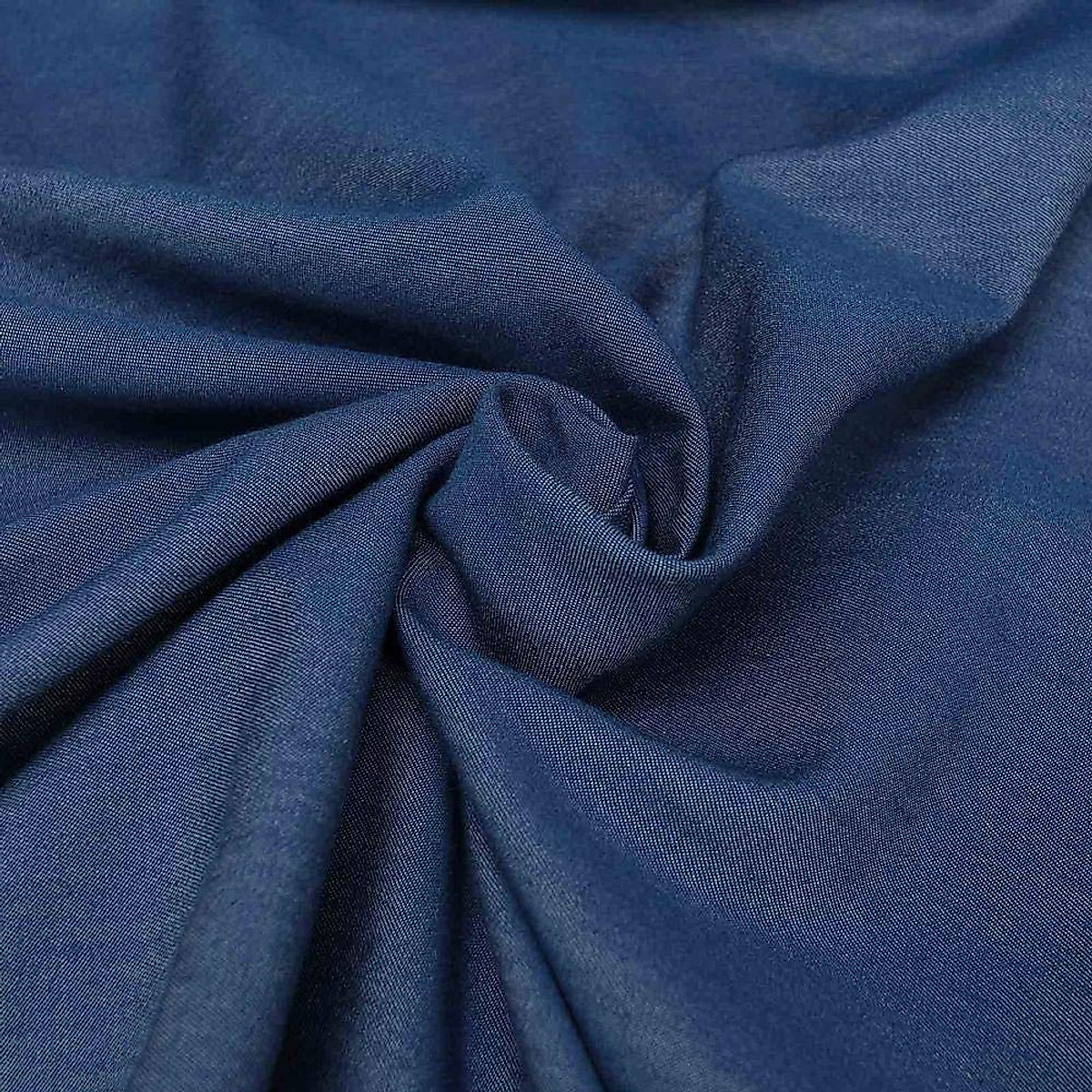 Tableclothsfactory 85" x 85" Dark Blue Faux Denim Polyester Table Overlays Square Tablecloth Cover for Wedding Party Event Banquet