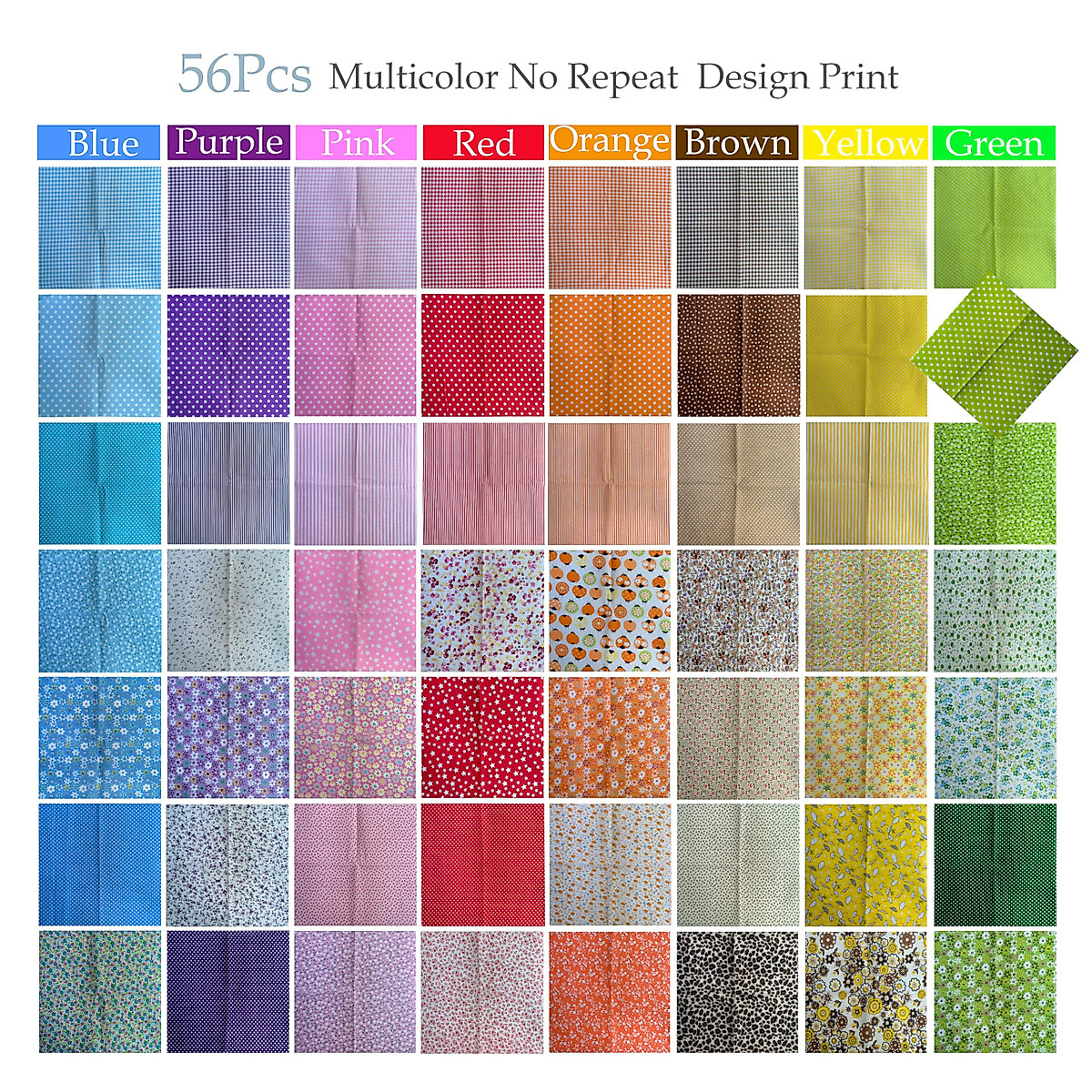 56 Pcs Precut Fabric Squares 10x10 inch, Cute Rustic Patterned Fabric Multicolor 100% Cotton Quilting Squares Bundles for Patchwork Sewing Crafts