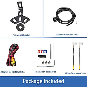 RED WOLF Spare Tire Rear View Backup Camera for Jeep Wrangler JK 2007-2018, Sahara JK 2010-2018 Truck Reverse View Camera Waterproof with Factory Radio RCA Uconnect Plug Adapter