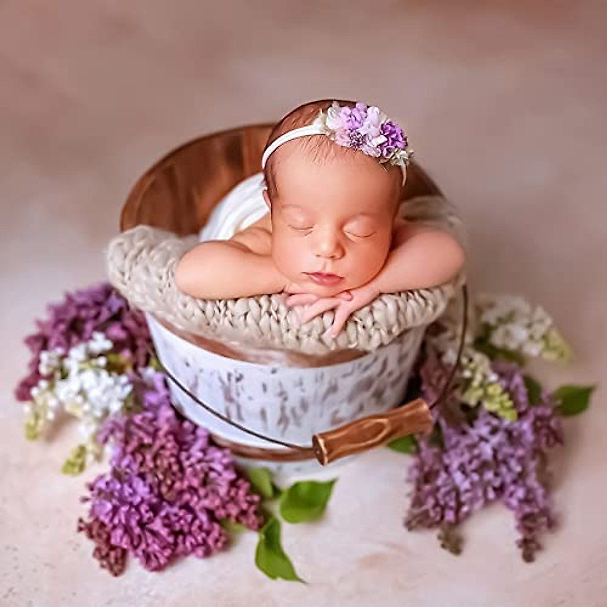 M&G House Newborn Wrap Baby Photography Wool Wrap Baby Photo Props Baskets Filler Rug(Beige)