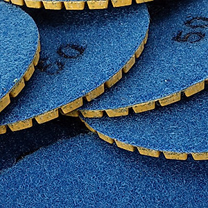 uxcell 3-inch Diamond Wet Polishing Pad Grit 50 10pcs for Granite Concrete Marble Blue