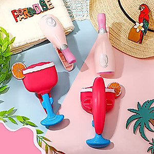 4 Packs Beach Towel Clips Decorative Beach Chair Clips Plastic Windproof Towel Holder Funny Champagne and Margarita Glass Clips Holder for Home Patio and Pool Lounger Accessories