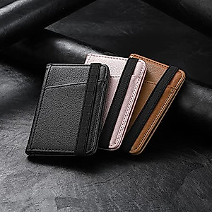 TopFunny Wallet Stick on Phone Case, Credit Card Holder for Back of Phone Cases Flip Leather Wallet Sleeve Pouch Compatible with iPhone, Samsung Galaxy Android Most Smartphones Black