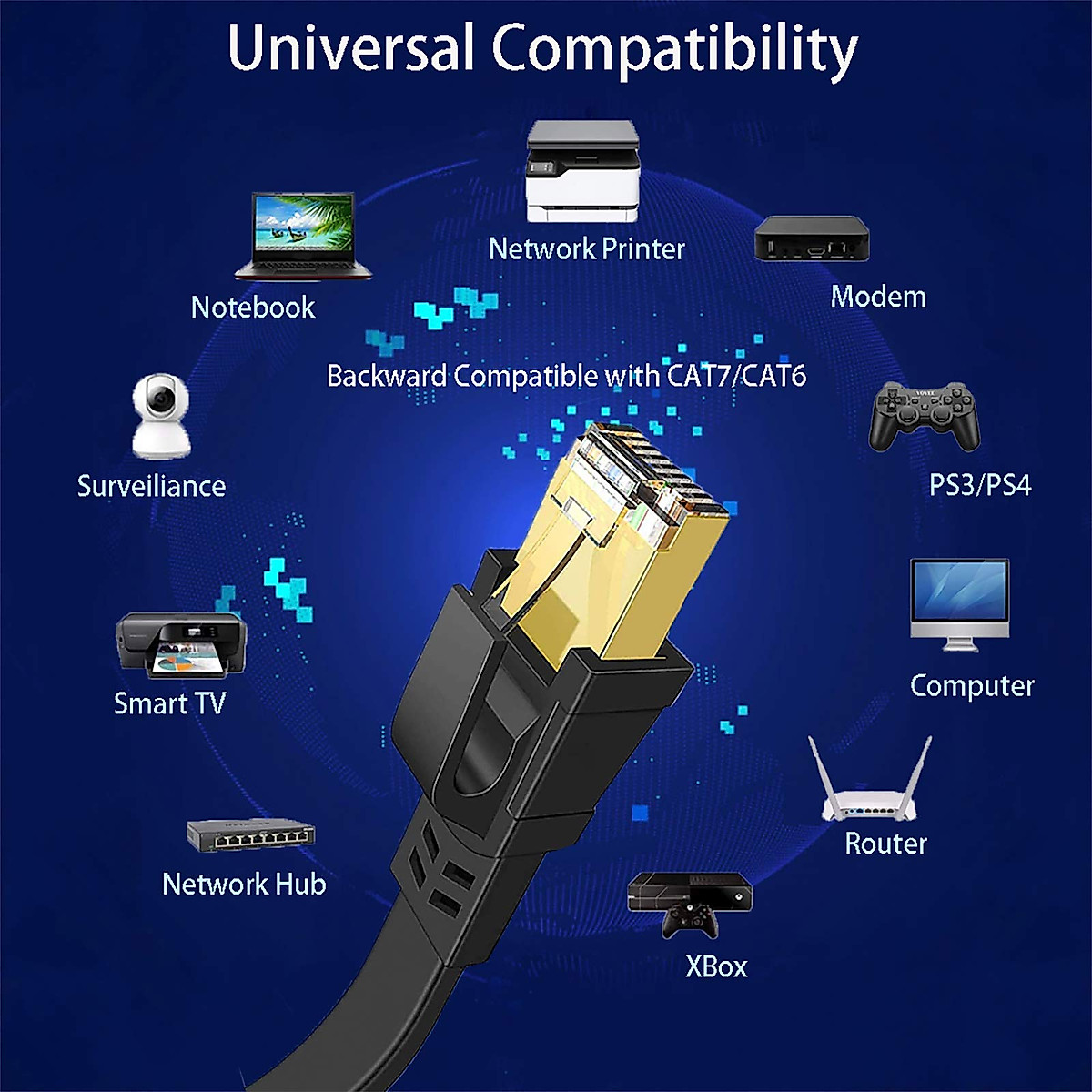 MAQTOIZ Cat 8 Ethernet Cable 100 FT, High Speed Internet LAN Cable Shielded with RJ45 Connector, Long Flat Gaming Ethernet Network Cable Cord 40Gbps for PS5,PS4,Switch,Router, Modem, Black