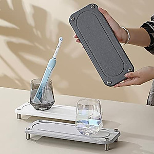 NiuYichee Home Sink Caddy with Grooves, Stainless Steel Feet with Rubber Bottom, Water Absorbing Stone Used for Hand Soaps & Brushes & Toiletries in The Modern Home