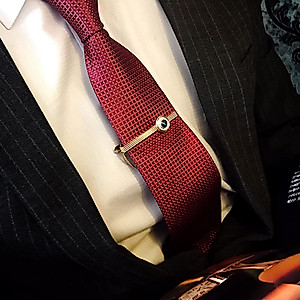 Navy Blue Cufflinks and Tie Clip Set for Men, Small Stunning Crystal Necktie Bar Clips Cuff Links Studs Button, Luxury Silver Romantic Wedding Cufflink & Stickpin Clasp Pin for Party Evening