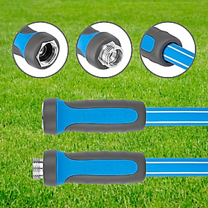 Fevone 12 ft Garden Hose, 2-Year Warranty Offered by Manufacturer, Heavy Duty Water Hose, Hybrid Polymer, Kink Resistance, 3/4" GHT Aluminum Fittings, 5/8" ID, 600 PSI, Drinking Water Safe (GH7)