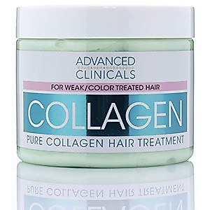 Advanced Clinicals Collagen Hair Mask Treatment Deep Protein Conditioner To Strengthen Color-Treated Hair, Fortifying Hair Repair Mask W/Quinoa & Coconut Oil Restores Weak Hair, Large 12 Fl Oz