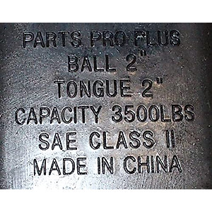 Parts Pro Plus+ 3,500-Lbs Tongue Coupler for Trailer with 2" Channel or Tube Frame - 2" Hitch Ball Socket - Oily Finish