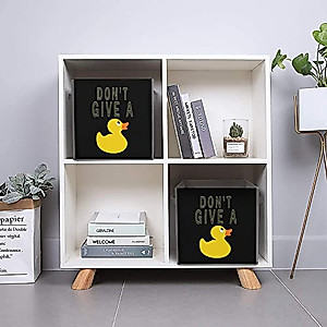 Don't Give Duck Canvas Collapsible Storage Bins Cube Organizer Baskets with Handles for Home Office Car