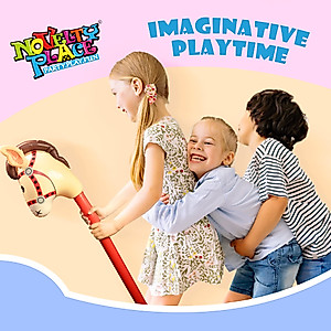 Novelty Place 4 Pcs Inflatable Stick Horse Toy - 38 Inches Inflate Horsehead Balloons for Boys and Girls, Perfect for Cowboy Themed Parties, Decorations, and Imaginative Playtime