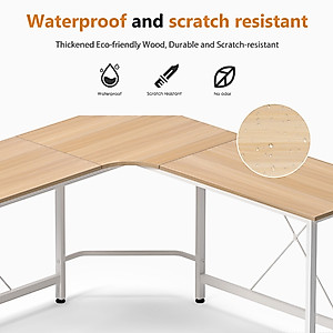 soges L Shaped Desk, 59inch L Desk Computer Corner Desk, Gaming Desk, Home Office Writing Desk, Space-Saving Workstation Desk, Maple