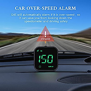 wiiyii G4S Digital GPS Speedometer, New HUD Car Head Up Display with Digital Speed in MPH KPH, Universal for Cars Truck Electric Hybrid Automobile (G4S-Green)