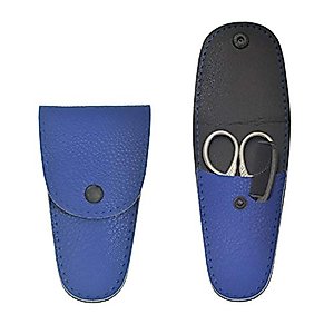 Yutoner Men Beard Scissors Stainless Steel Mustache Trimming Shear Kit Mustache Beard Scissors for Facial Body (Blue)