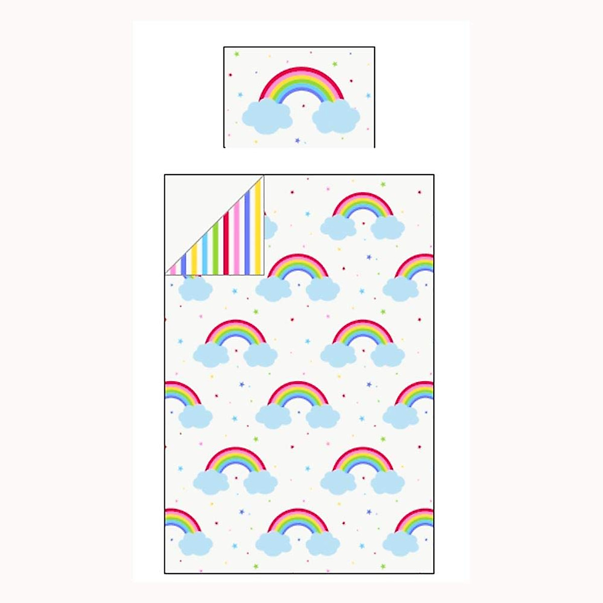 Price Right Home Rainbow Sky Single Duvet Cover and Pillowcase Set