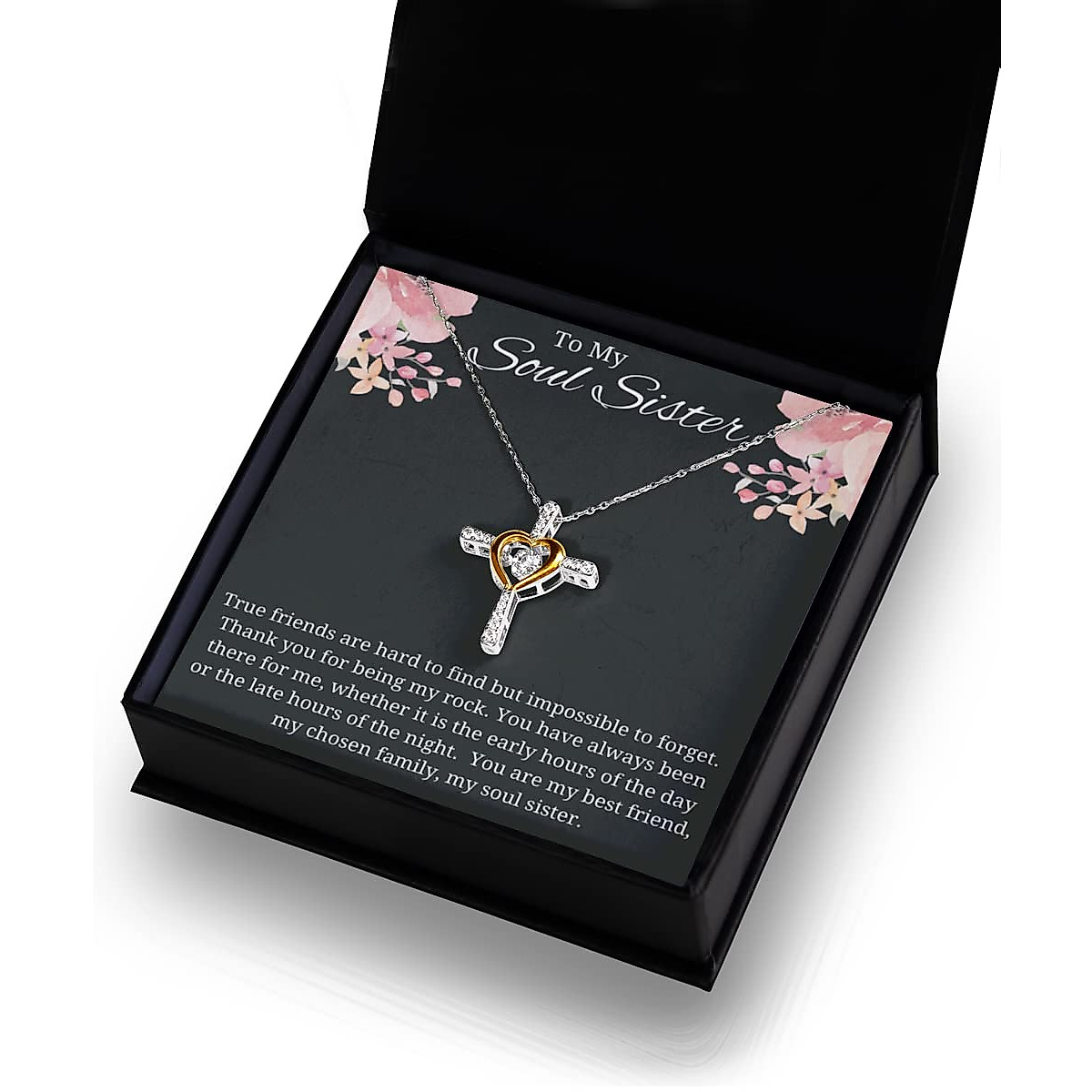 To My Soul Sister, Beautiful Cross Necklace, 925 Sterling Silver, Necklace Gifts For Best Friend, Necklaces For Bestie, Sister In Law Gifts, Gifts For Unbiological sister, BFF Gift