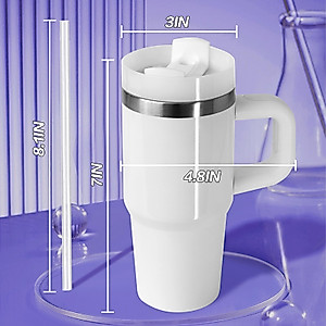 Lilsofee 1 Pack 14 oz Sublimation Blank Tumbler with Handle and Straw Stainless Steel Double Vacuum Insulation Skinny Mug Heat Press Transfer Printing DIY Cups White