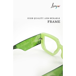 Laemzinv Oversized Square Blue Light Glasses for Women, Large Thick Frame Reading Blocker, Big Reader for Computer Eyewear and Gaming Glasses LA022 (A2 | GREEN)