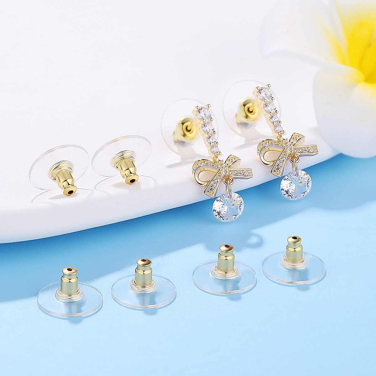 Earring Backs, Kerryjewl 100pcs Flat Earring Backs for Studs/Droopy Ears, Hypoallergenic Secure Screw on Earring Backs Earring Backings Earring Backs for Heavy Earring(Gold)