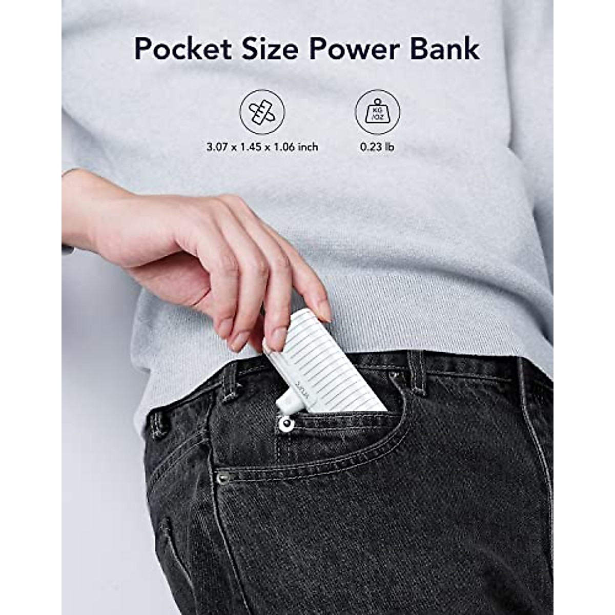 Small Portable Charger For iPhone,VRURC 5000mAh Power Bank Fast Charging,PD 20W Lipstick-sized Phone Charger Compatible With iPhone 14/14 Plus/Pro/Max/13/13 Pro/13 Pro Max/12/12 Pro/12 Pro Max/X-White