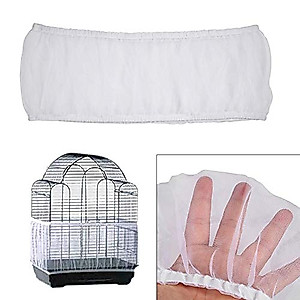 Birdcage Nylon Mesh Net Cover Guard Pet Birds Parrot Cage Seed Catcher Soft Ventilated Birdcage Skirt L Size(White)