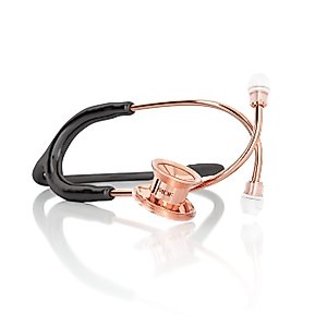 MDF Instruments MD One Epoch Lightweight Titanium Stethoscope, Adult, Free-Parts-for-Life, Black Tube, Rosegold Chestpiece-Headset, MDF777TRG11