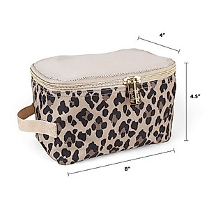 Itzy Ritzy Packing Cubes - Set of 3 Packing Cubes or Travel Organizers; Each Cube Features A Mesh Top, Double Zippers & A Fabric Handle, Leopard