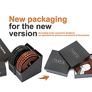 Tanpie Fashion Men's Braided Belt Leather Strap for Jeans Brown Large