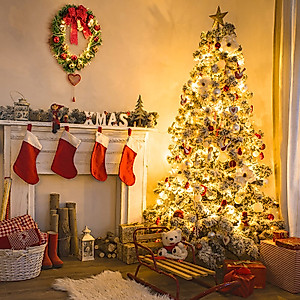 Datanly Christmas Car Wreath Decorative LED Lighted Car Wreath Bell Red Bow Wreath Christmas Decorations for Car Truck SUV Mounting Equipment, 11.8 Inches