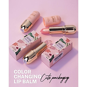 Glimmer Balm, Tinted Lip Balm Long Lasting PH Lipstick, Color Changing Lipstick Natural Chapstick, Glitter Pink Shade Lipstick (Unicorn)