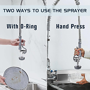 Spray Valve with 38” Commercial Sink Sprayer Hose and Pre Rinse Hose Spring, Pre Rinse Sprayer with Flexible Stainless Steel Hose & Spring Assembly for Commercial Kitchen Faucets (Grey)