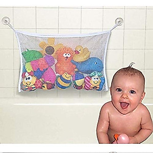 Yuehuam Bath Toy Organizer for Bathtub Hanging Mesh Toy Holder with Suction Bath Toy Storage for Tub, Bathroom Baby Toy Storage