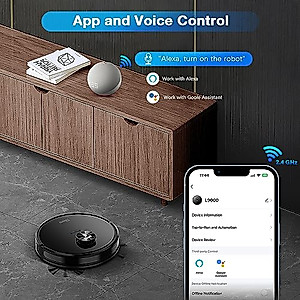 Tikom L9000 Robot Vacuum and Mop Combo, LiDAR Navigation, 4000Pa Robotic Vacuum Cleaner, Up to 150Mins, Smart Mapping, 14 No-go Zones, Good for Pet Hair, Carpet, Hard Floor
