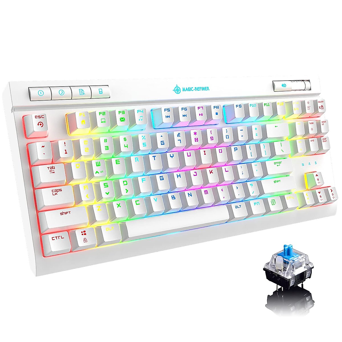 ZIYOU LANG Mechanical Gaming Keyboard,Chroma RGB 18 Kinds LED Backlit Keyboard with Wired Type C,87 Keys Anti-ghosting,Blue Switch and 4 Low Profile Switch Scroll Wheel for PC Gamers