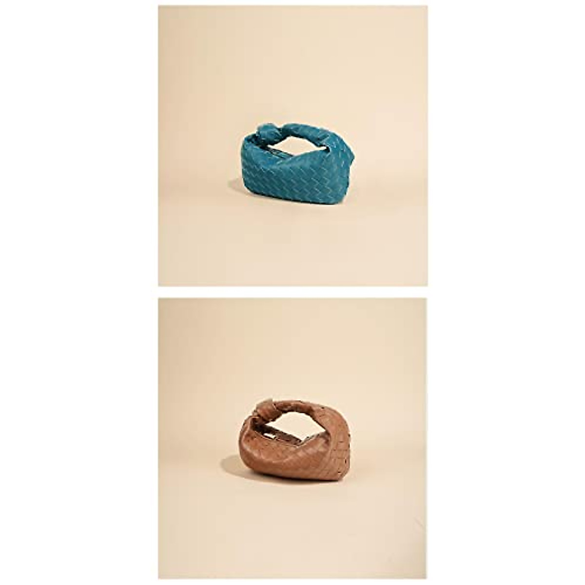 Leather Woven Ladies Tote Bag Underarm Bag Casual Diamond Grid Cloud Shoulder Bag caramel