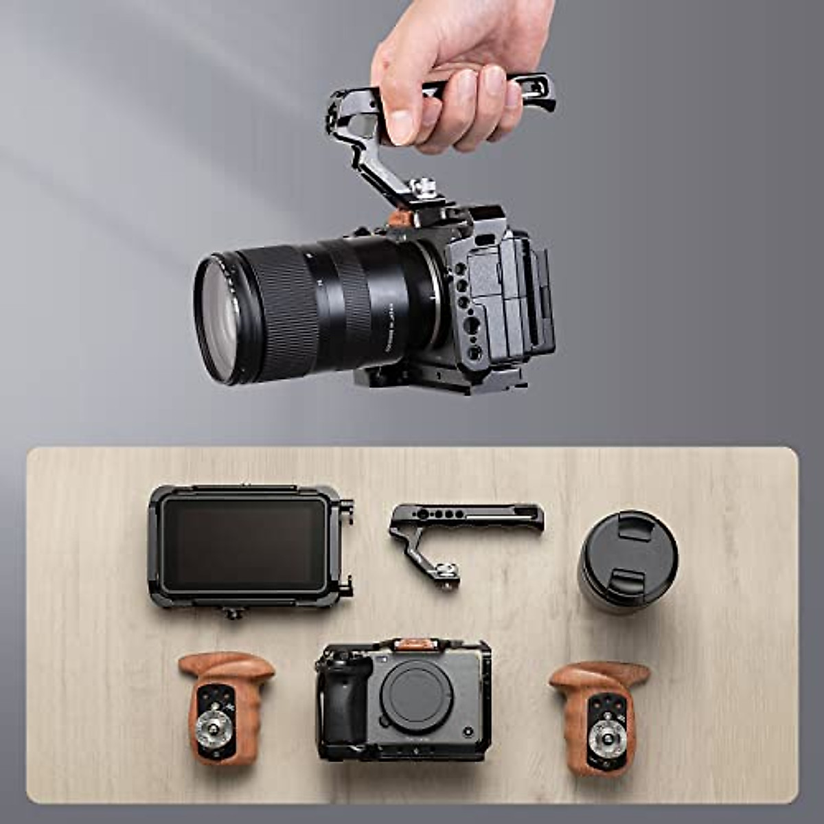 SmallRig Ergonomic Handle with Locating Holes for ARRI, Anti-Off Designed Cold Shoe Adapter - 2165