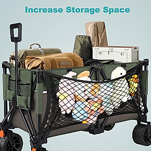 Raynesys Heavy Duty Wagon Cargo Net, Double-Layer Wagon Accessories for Beach Wagons Carts, Elastic Storage Organizer Net with Hook, 31.5in x 14.5in, 2 Pack