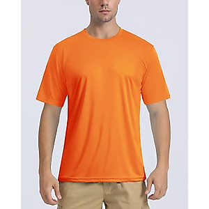 Boladeci Swim Shirts for Men Rash Guard Short Sleeve Tshirts Summer Sun UV Protection Clothing Orange Sport Workout Gym Athletic Shirts Tees