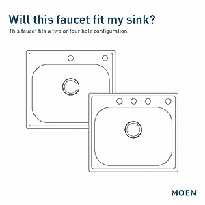 Moen Chateau Chrome One-Handle Low-Arc Kitchen Sink Faucet with Side Sprayer, 4 Hole Kitchen Faucet, Separate Flexible Pull Out Spray Head, for Commercial, Laundry, Utility, 7430