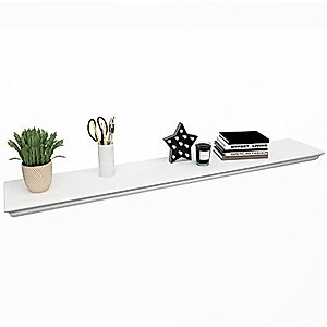 WELLAND 8" Deep Floating Shelves Wall Mounted Shelf (White, 48inch)