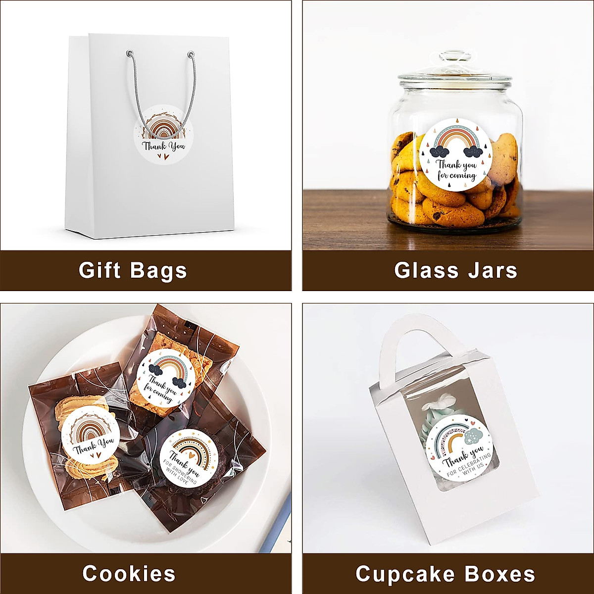 80 Baby Shower Thank You Stickers, Rainbow Birthday Party Favor Labels, Rainbow Themed Bridal Shower Wedding Favor Decorations