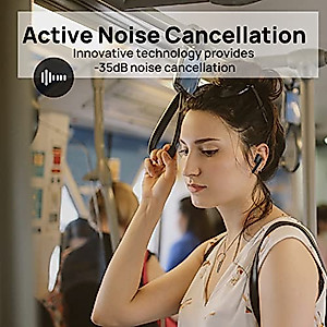 Konnek Stein True Wireless Earbuds, Bluetooth 5.1 Active Noise Cancelling Headphones, Sliding Design Charging Case 500mAh, IPX4 Waterproof, Deep Bass Built-in Mic Call for Business & Sports - Black