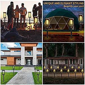 Amzxart Solar Pathway Lights Outdoor, 6 Pack Solar Lights Outdoor Waterproof IP65, Auto On/Off Pathway Lights Solar Powered Garden Lights for Walkway Yard Backyard Lawn Landscape Lighting Decorative