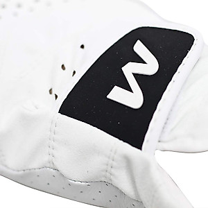 Majek Golf Mens Pro Tour White Cabretta Leather Golf Gloves Comfort Fit Breathable Ventilation for Maximum Feel - 9 Pack (Large, left)