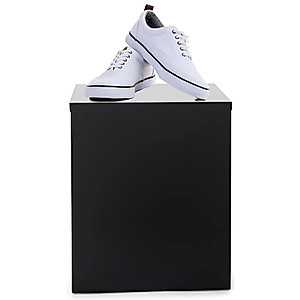 Displays2go Black Retail Display Pedestal with Collapsible Design – Black (WDCUBEBLK1)