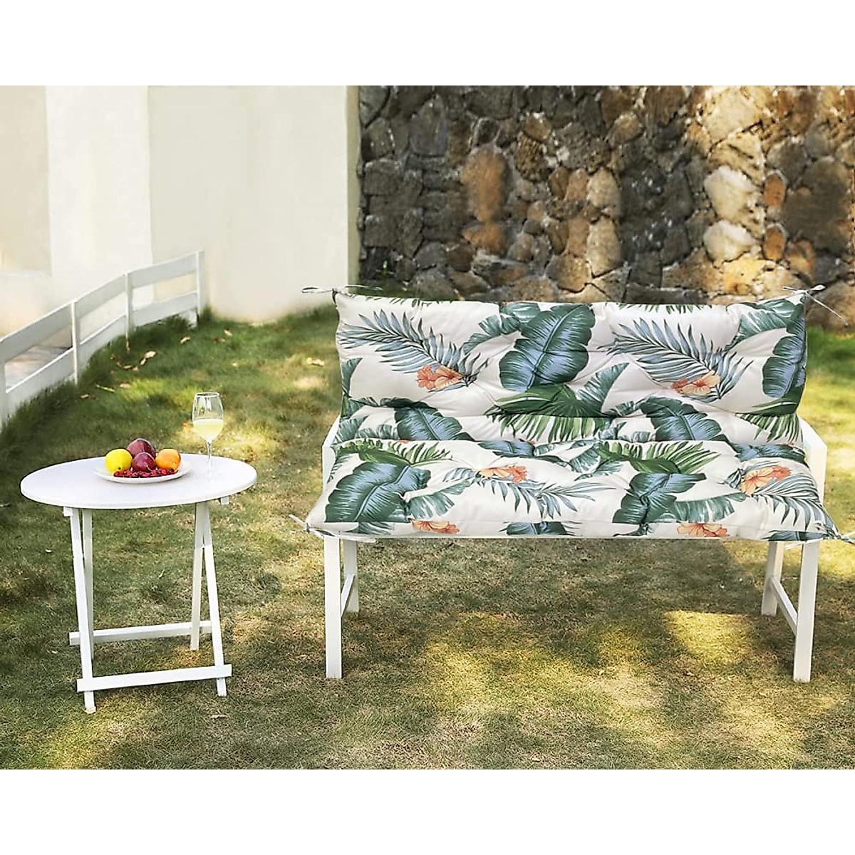 GPPSUNGD Swing Replacement Cushions with Backrest Outdoor Waterproof Overstuffed Bench Cushion 2-3 Seater for Garden Patio Furniture (60 X 40 Inch, Dark Gray)