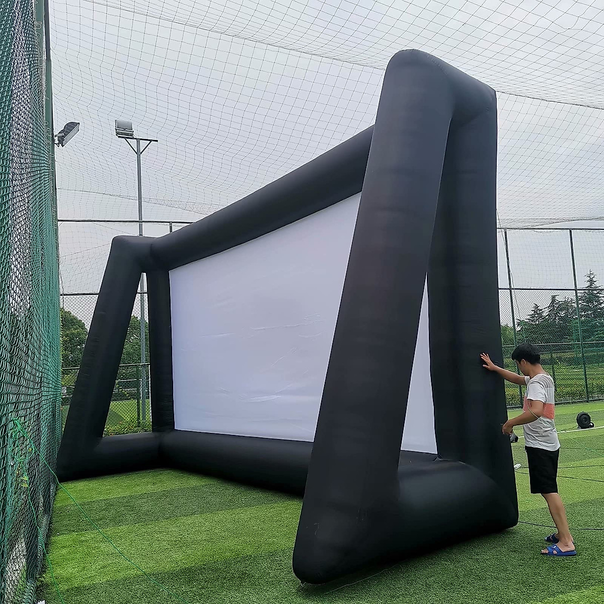 fitnessandfun 30ft Huge Inflatable Projector Screen - Blow Up Outdoor Movie Screens - 360 Inch for TV & Movies - Seamless, Portable, Front & Rear Projection(30ft with Blower)