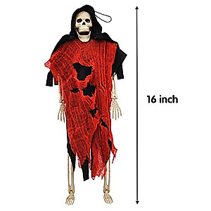 JOYIN 2PCS 16" Scary Halloween Decorations Halloween Skeletons Full Body Poseable Skeleton
